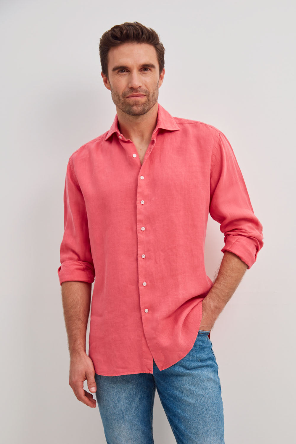 Classic Fit Leinenhemd Rot – ARTIGIANO by Asoni CHF